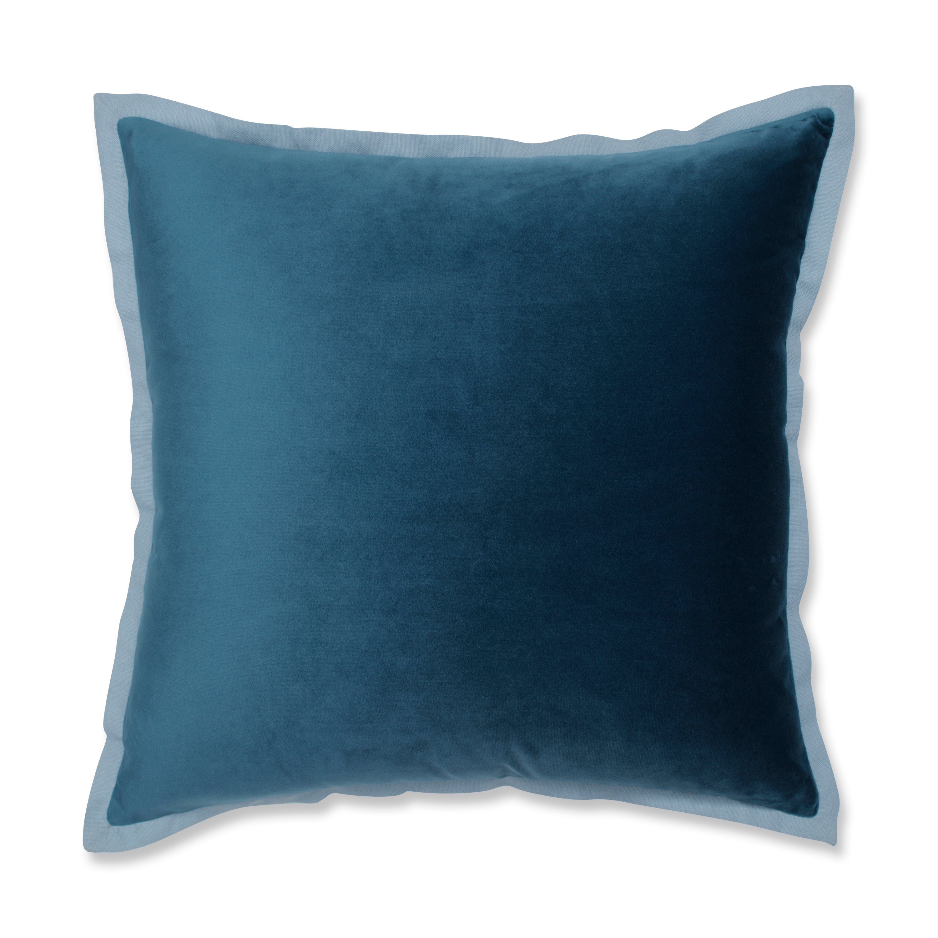 Indoor Velvet Flange Peacock Teal 18-Inch Throw Pillow - Pillow Perfect