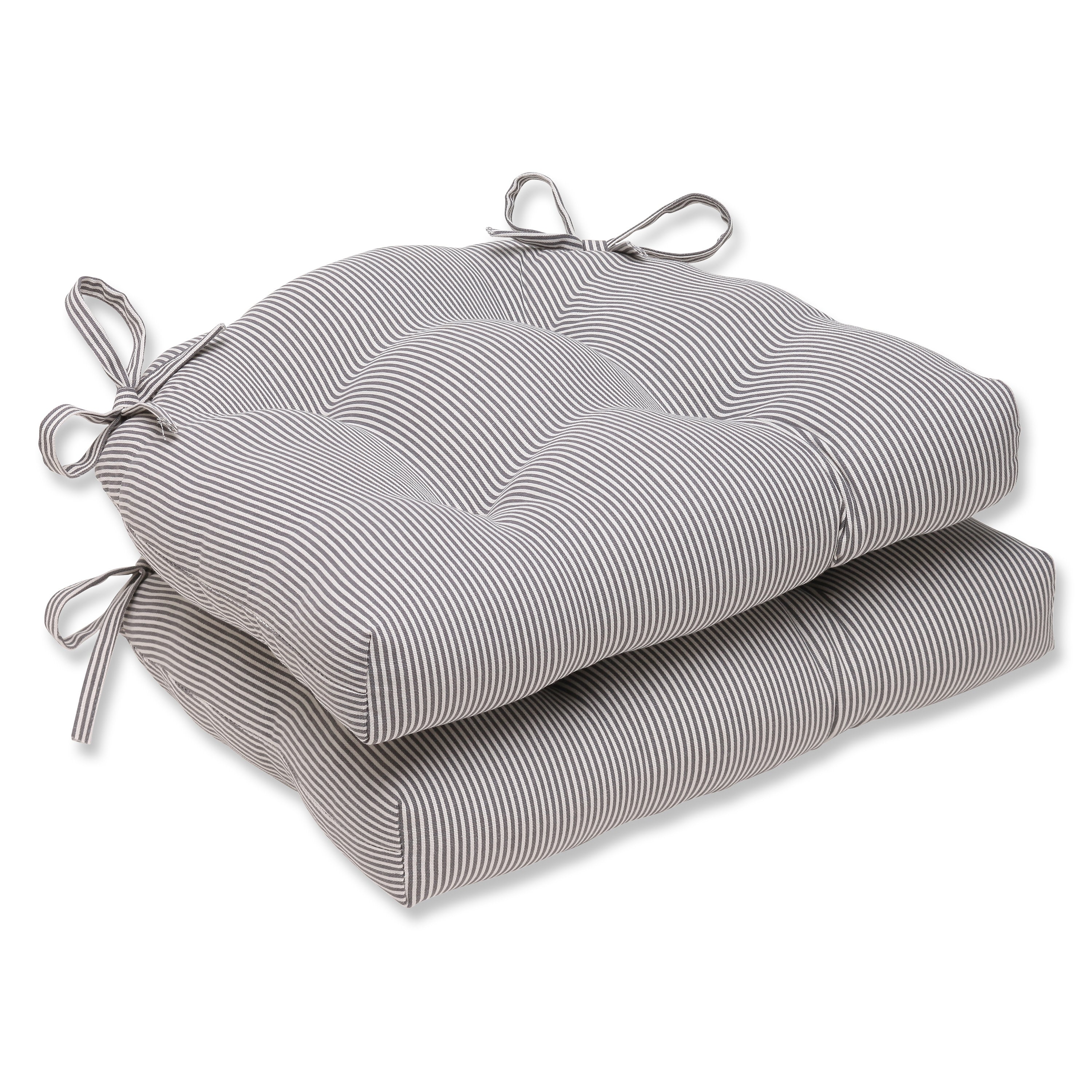 Oxford Charcoal Reversible Chair Pad (Set Of 2) - Pillow Perfect
