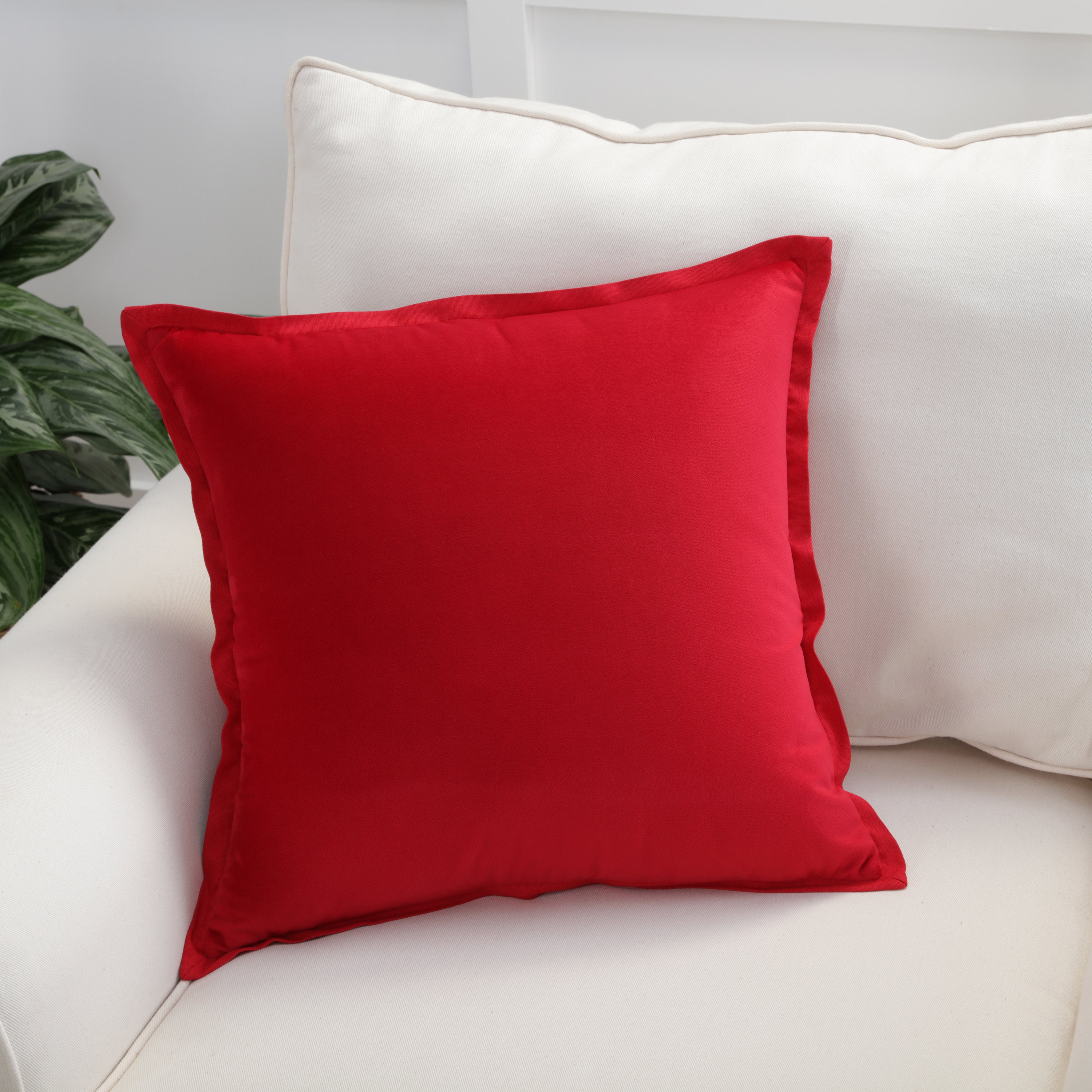Indoor Velvet Flange Red 18-Inch Throw Pillow - Pillow Perfect