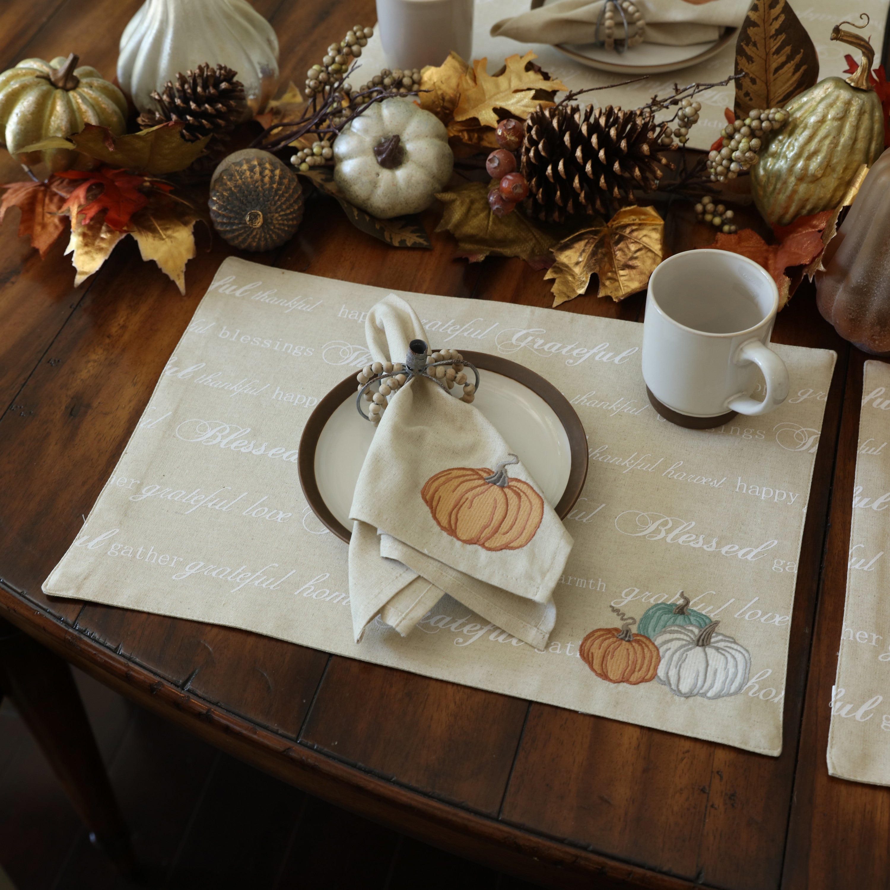 Thankful Pumpkins Natural Placemats 14" X 22" - Pillow Perfect