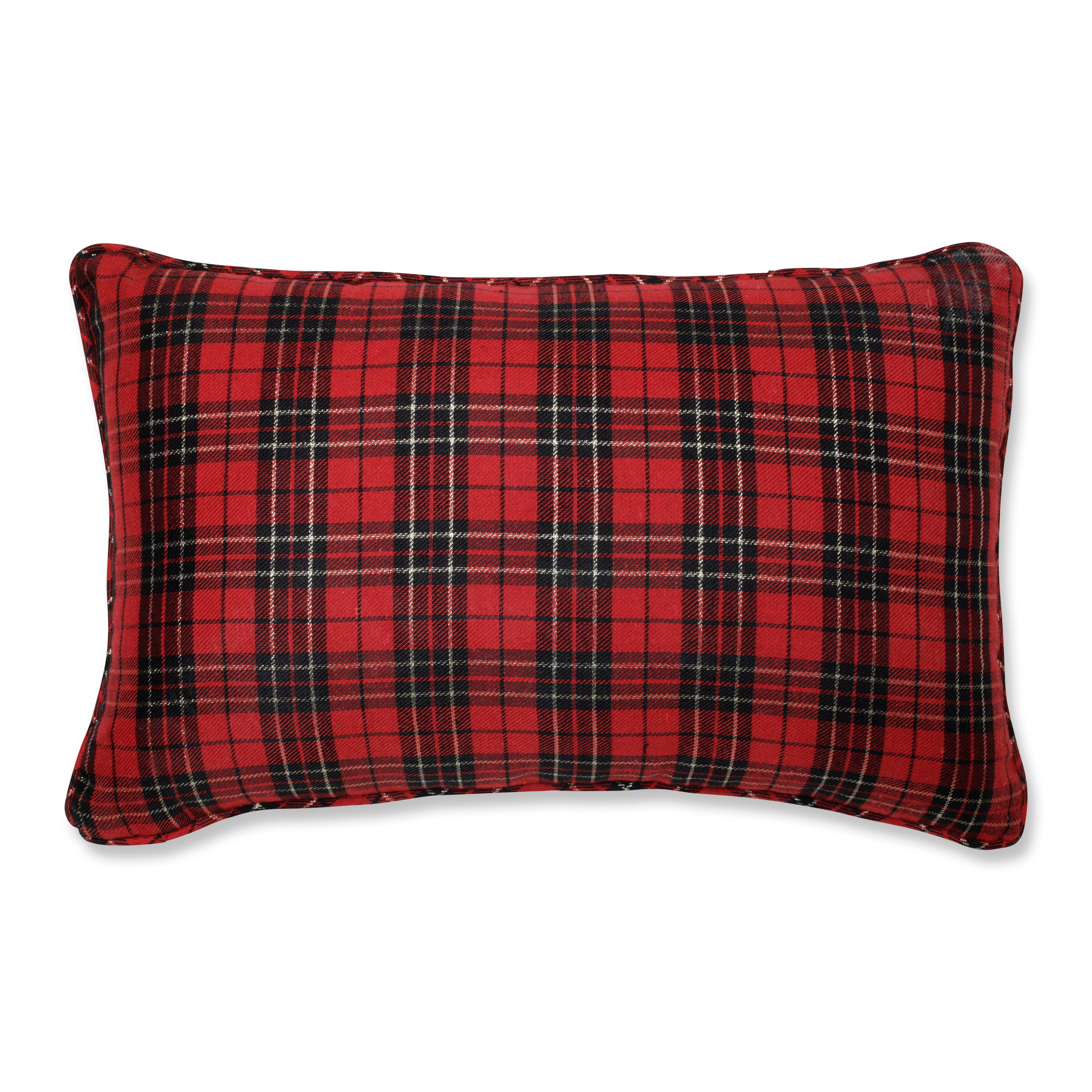 Indoor Christmas Holiday Plaid Red Rectangular Throw Pillow - Pillow ...