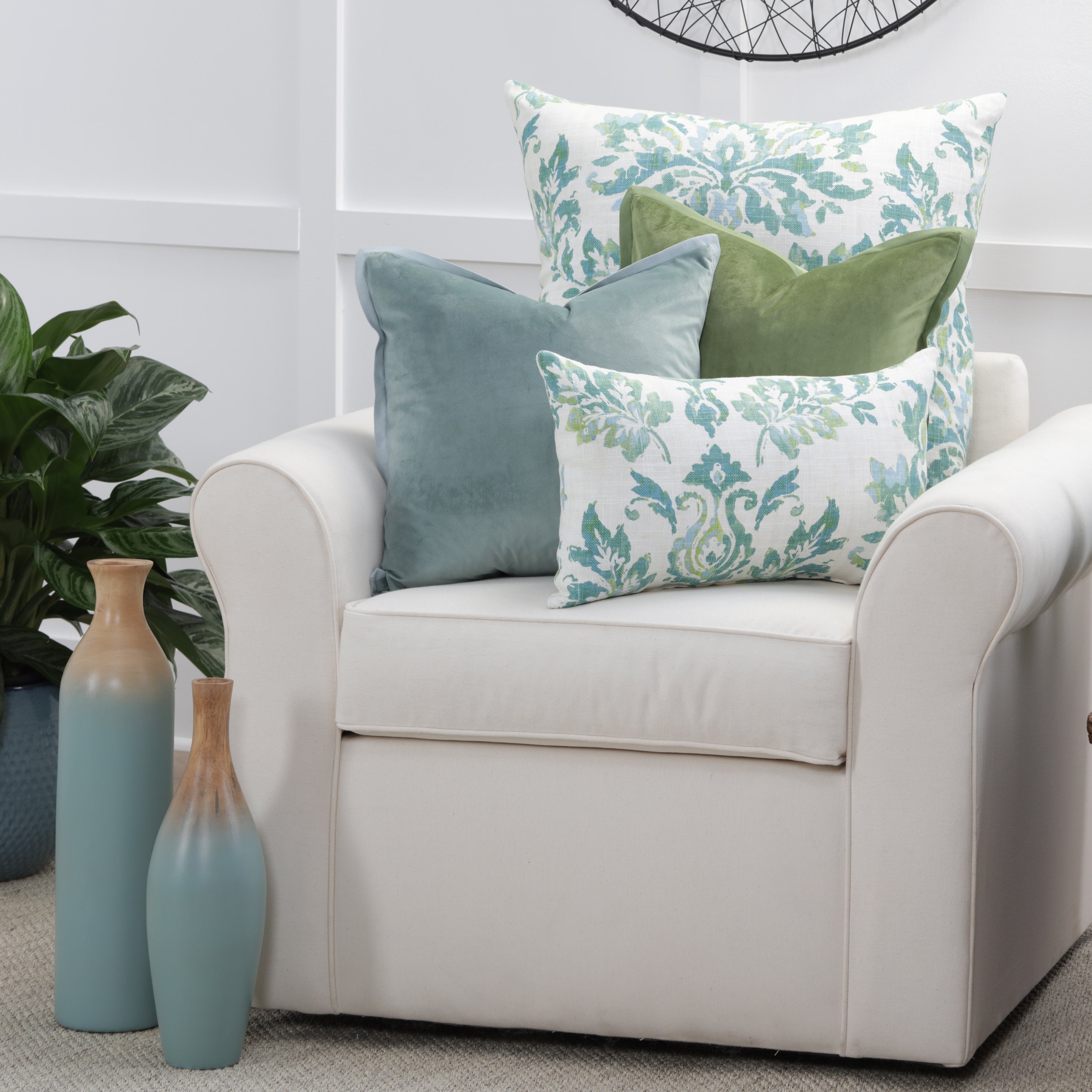 Indoor Velvet Flange Ice Blue 18-Inch Throw Pillow - Pillow Perfect