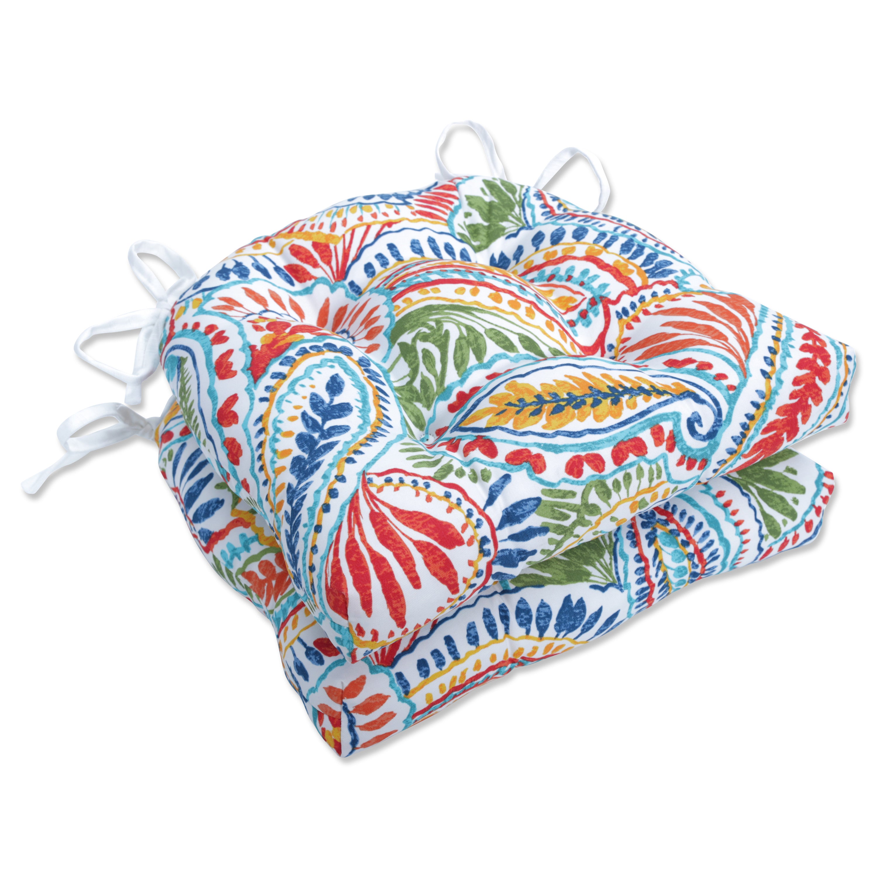 Outdoor/Indoor Ummi Multi Red Reversible Chair Pad (Set of 2) 15.5 in ...