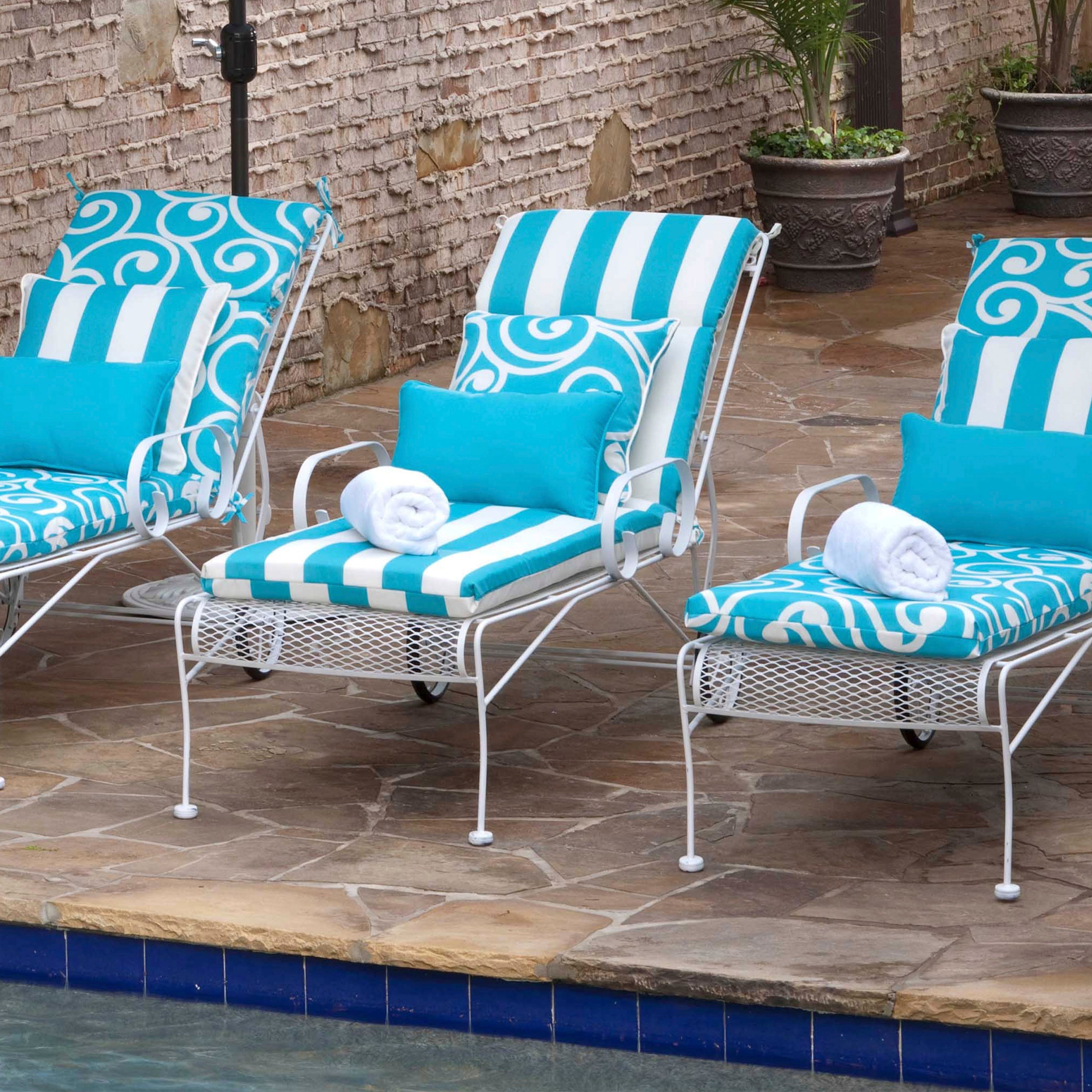 Cabana Stripe Turquoise Chaise Lounge Cushion - Pillow Perfect
