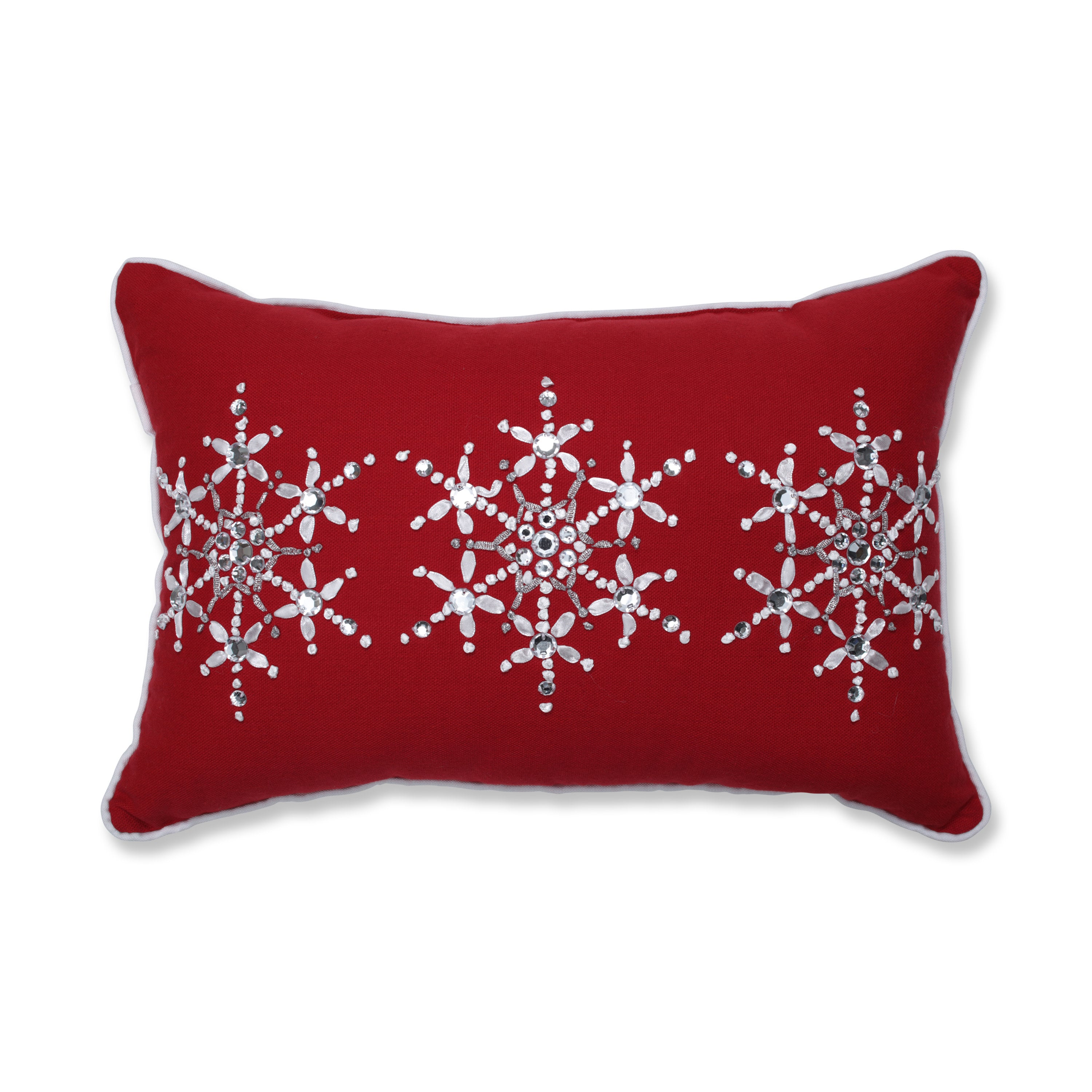 Indoor Jeweled Christmas Red Rectangular Throw Pillow - Pillow Perfect